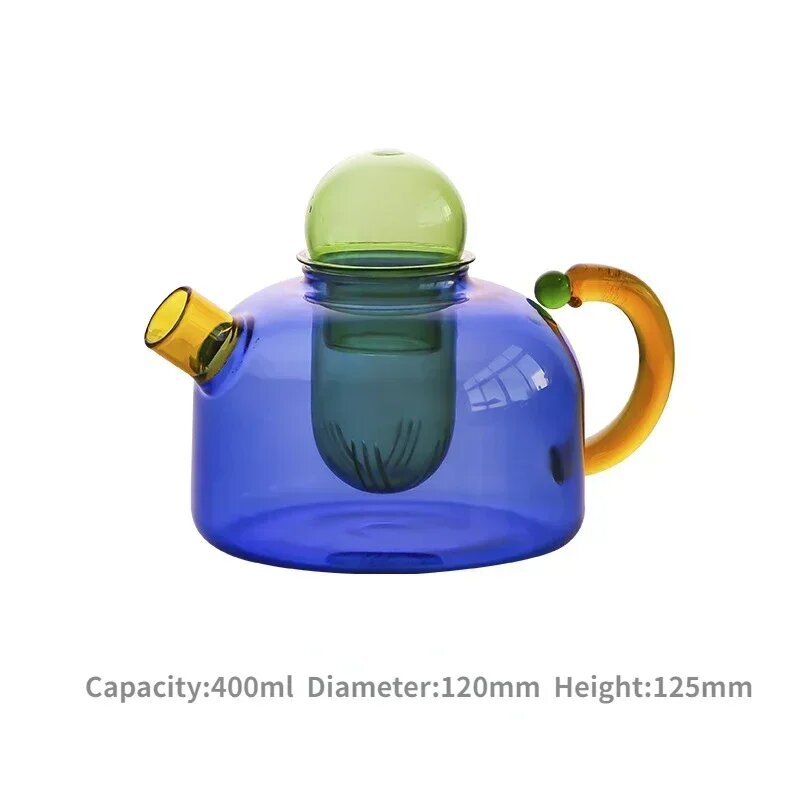 Термостойкий стеклянный чайник Blue Teapot 400ml