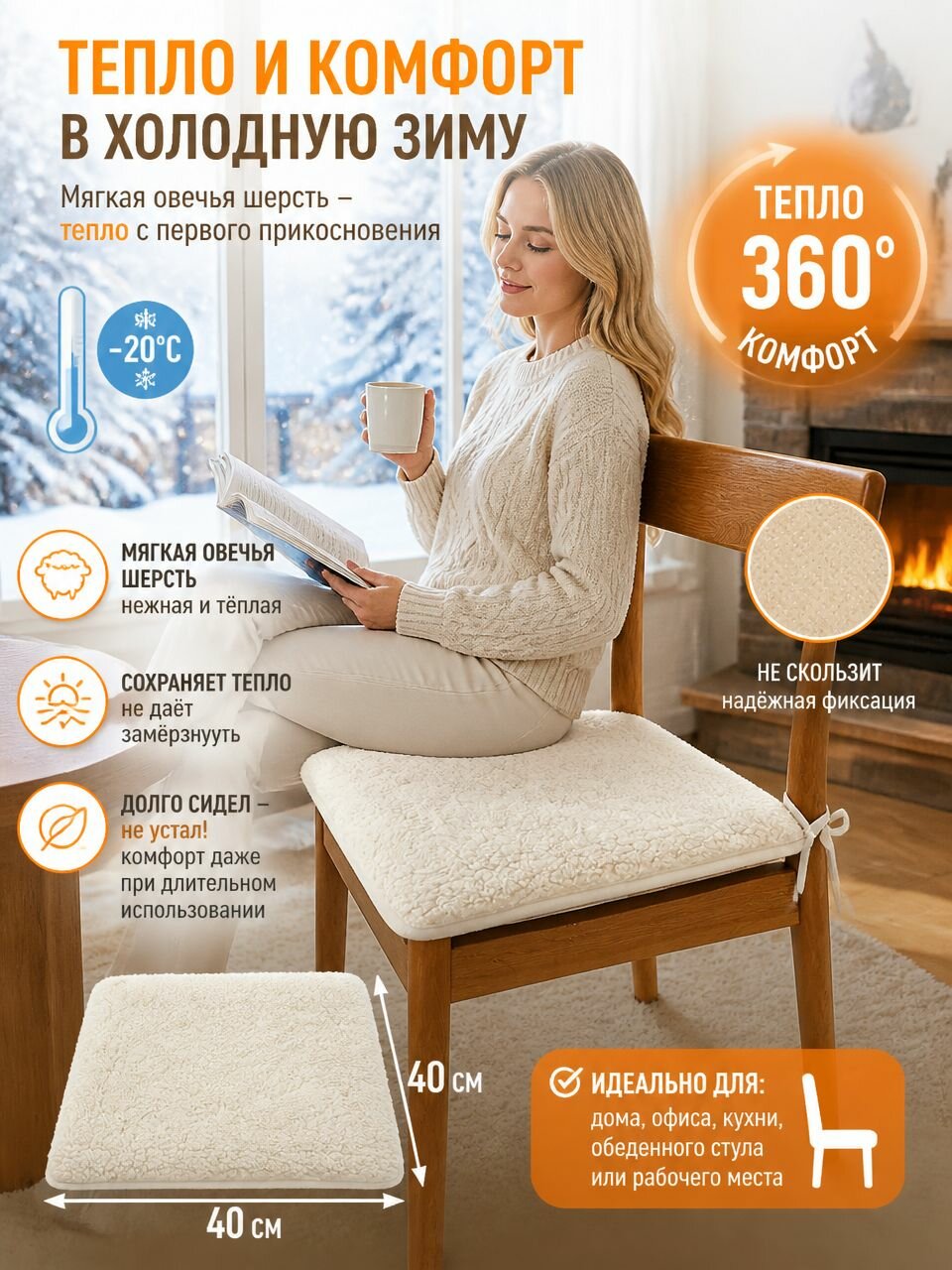 Подушка для стула 40x40 см
