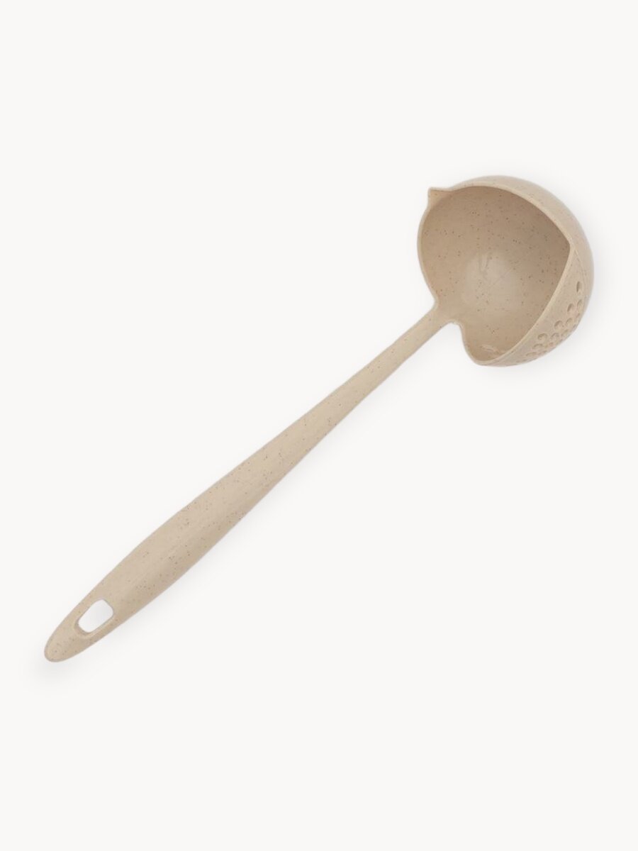 Половник-шумовка SKYPHOS Доляна, пластик, термостойкий, для посудомойки, бежевый, 27см