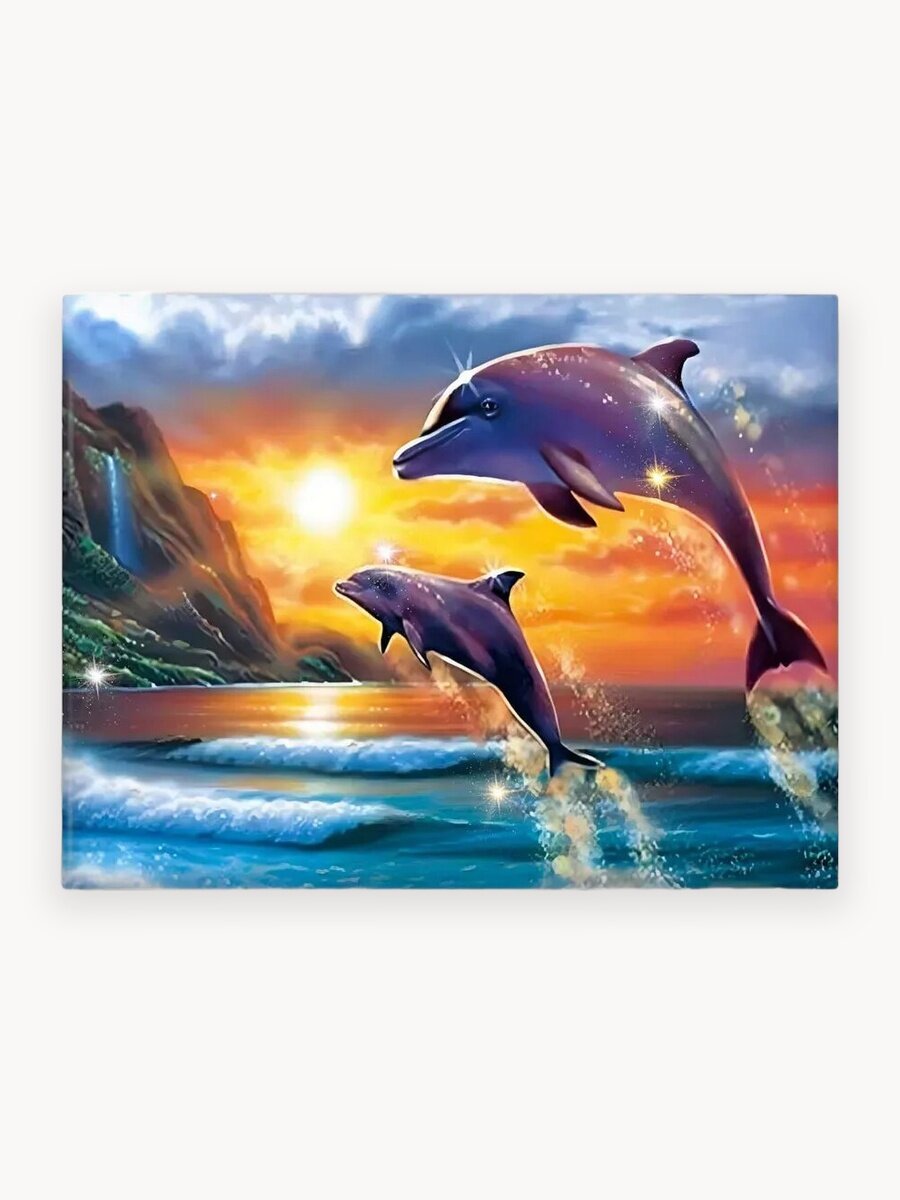 Мозаика алмазная ALMAZIKA "Морские Друзья", 50x40 см, полная выкладка, акриловые стразы