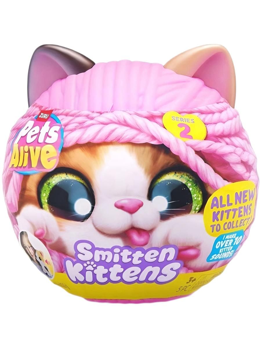 Smitten Kittens, интерактивный котенок-сюрприз серии 2, мягкая плюшевая игрушка, яйцо-сюрприз Pets Alive, развивающая игрушка для детей