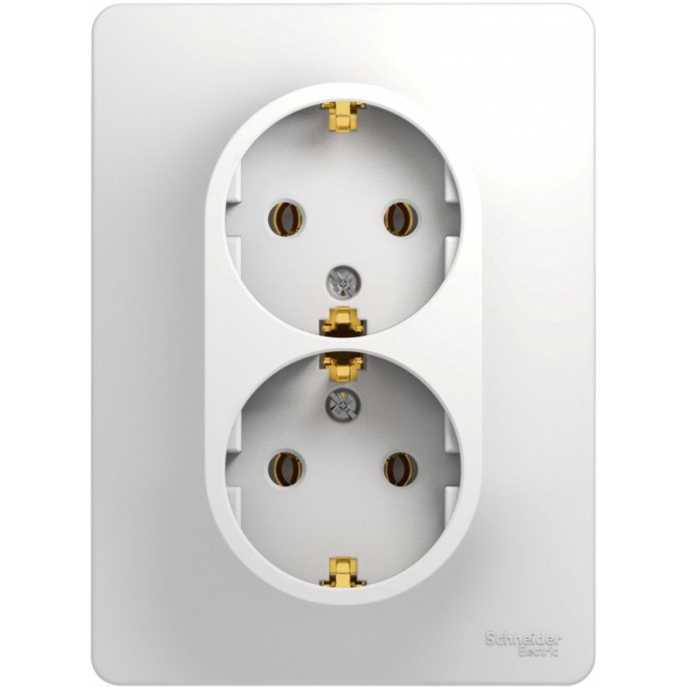 Розетка встраиваемая, 2 поста SYSTEME ELECTRIC Glossa, с заземлением, белый