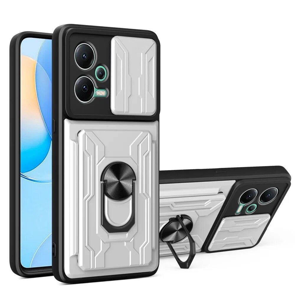 Чехол бронированный для Xiaomi Redmi Note 12 Pro Plus / Редми Нот 12 Pro+ 5G противоударный Со съемным слотом для карт
