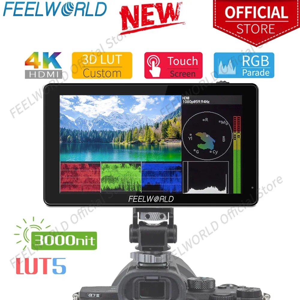 FEELWORLD LUT5 5,5-дюймовый полевой монитор с сенсорным экраном DSLR-камера Яркий 3000nit 4K Входной выход HDMI с установочным монитором