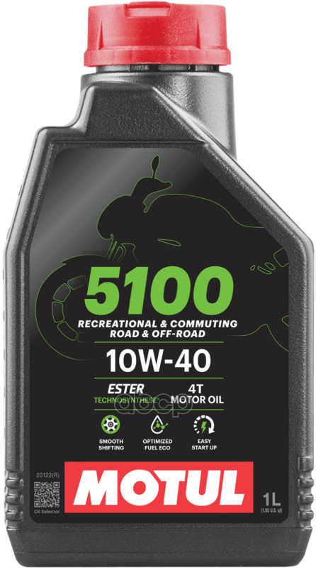 Масло моторное для 4-х тактных двигателей MOTUL 5100 ESTER 4T 10W40 п/синт.1л MOTUL арт. 112858