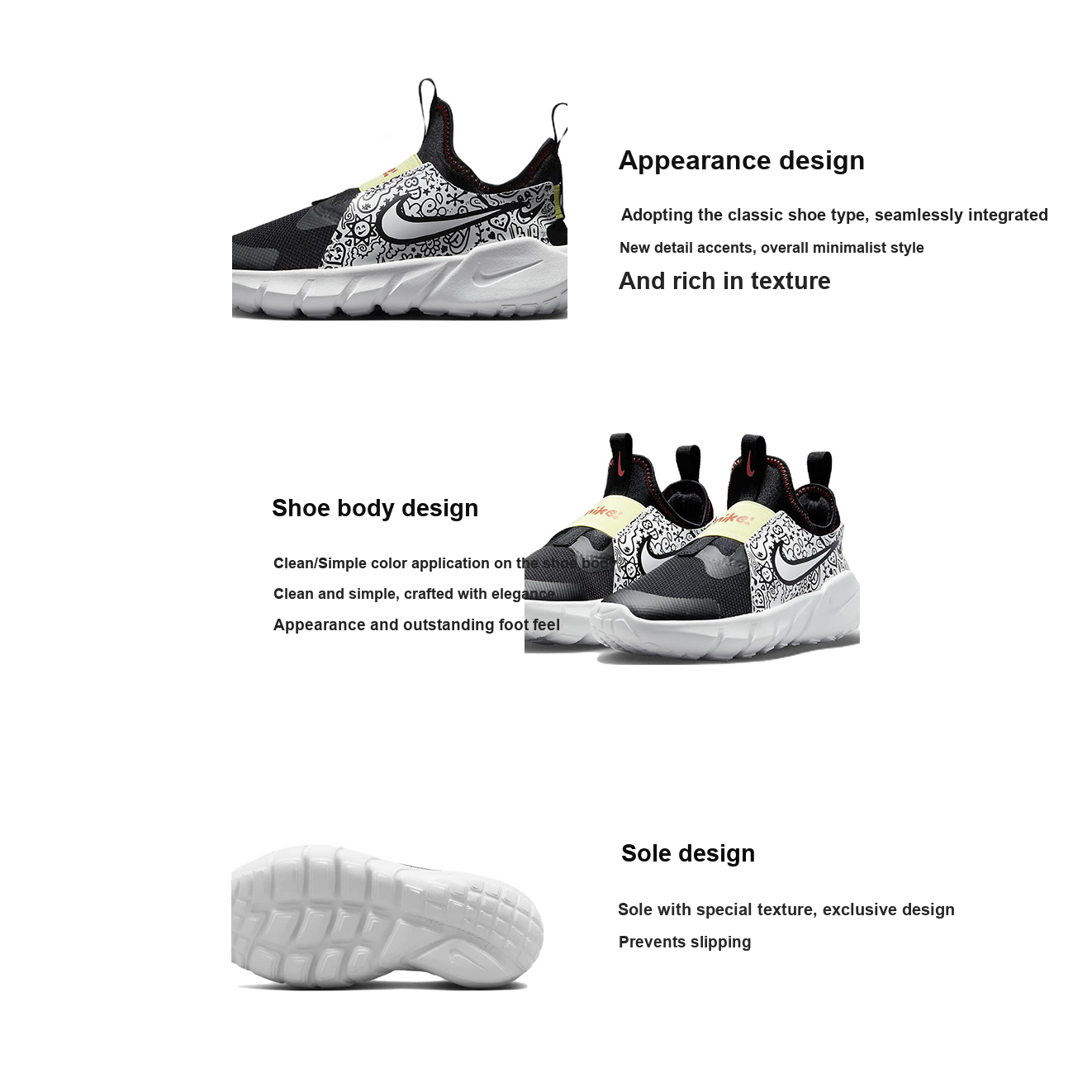 Кроссовки NIKE Flex Runner 2, размер EU 29,5 стопа (18CM), черный/белый — фото 1