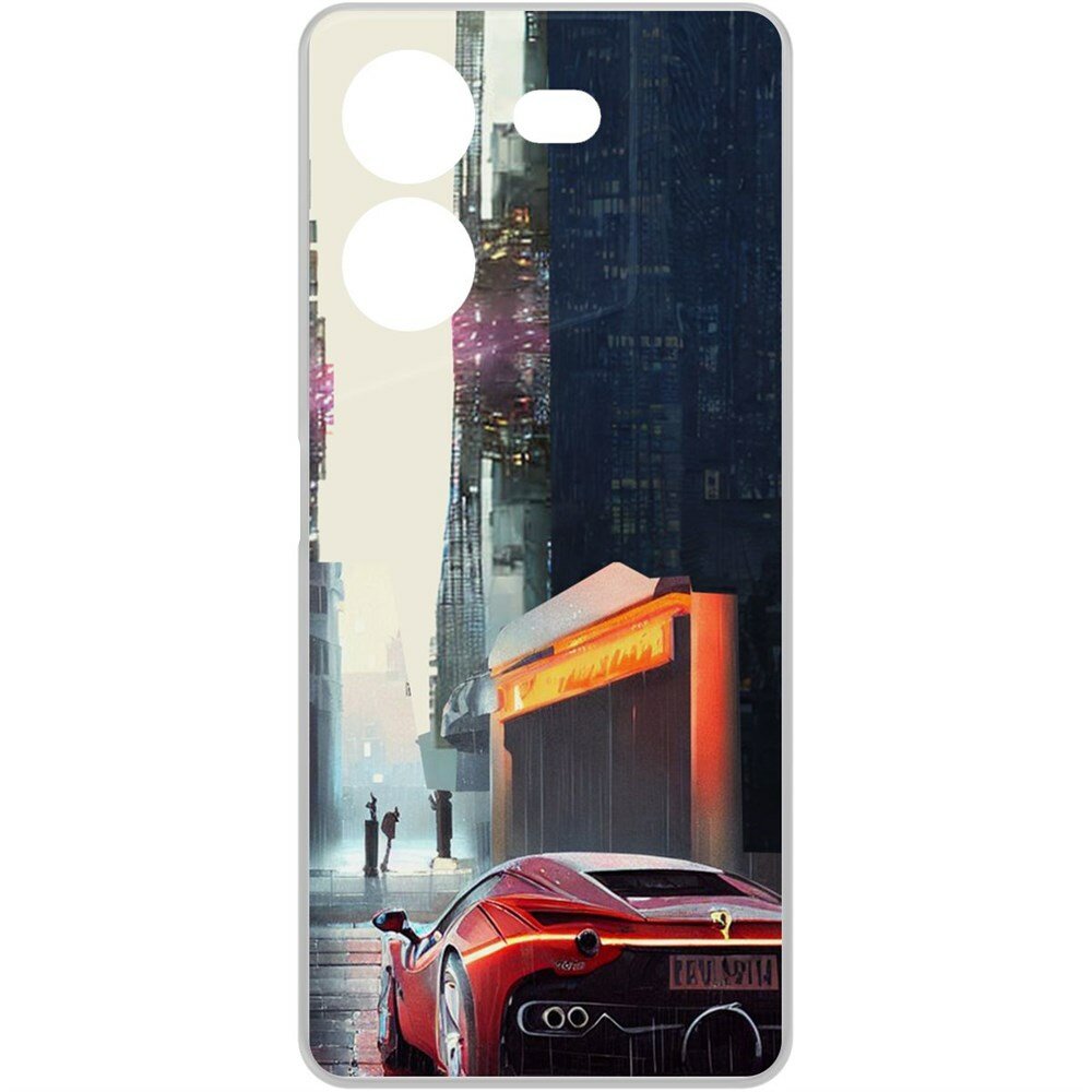 Чехол-накладка Krutoff Clear Case Сити для TECNO Pova 5, с рисунком, термопластичный полиуретан (TPU)