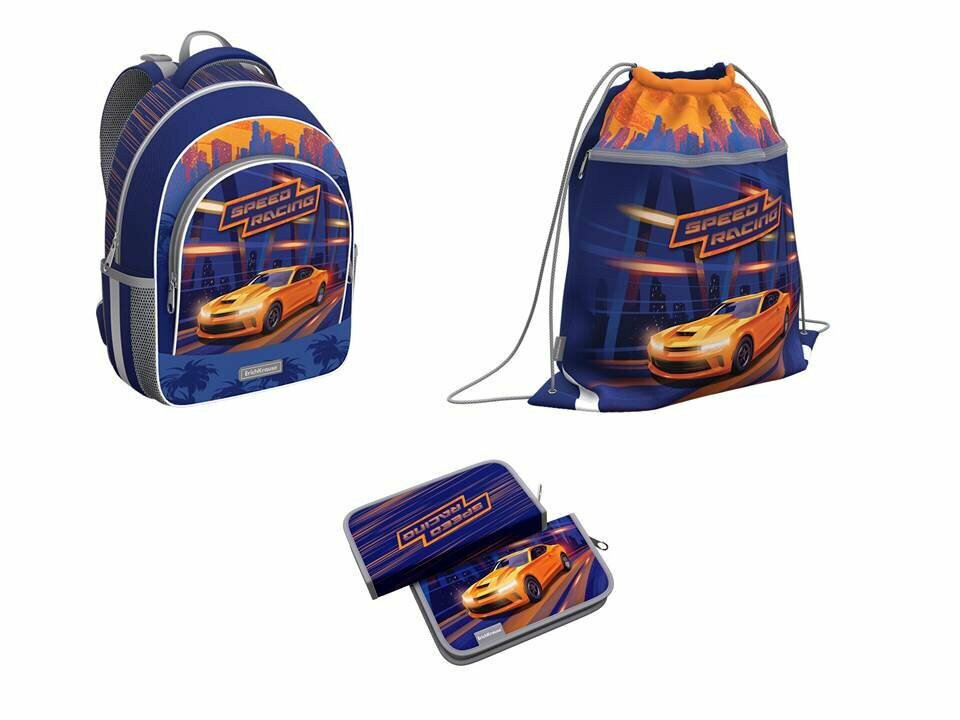 Школьный рюкзак с грудной перемычкой ErichKrause ErgoLine 15L Sport Car 60101/1