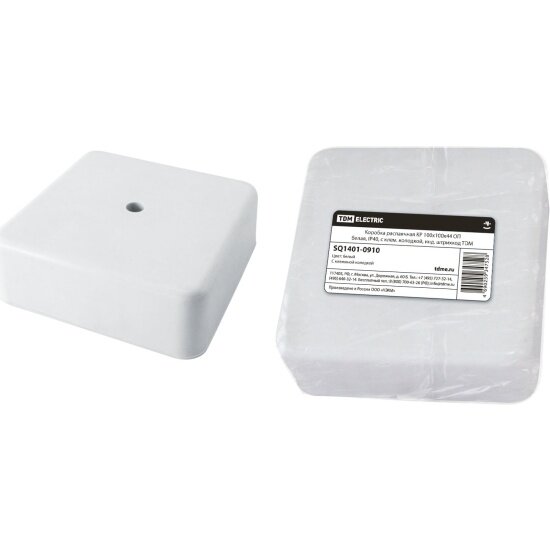 Коробка распаячная Tdm Electric КР 100х100х44 ОП белая, IP40, с клем. колодкой, SQ1401-0910