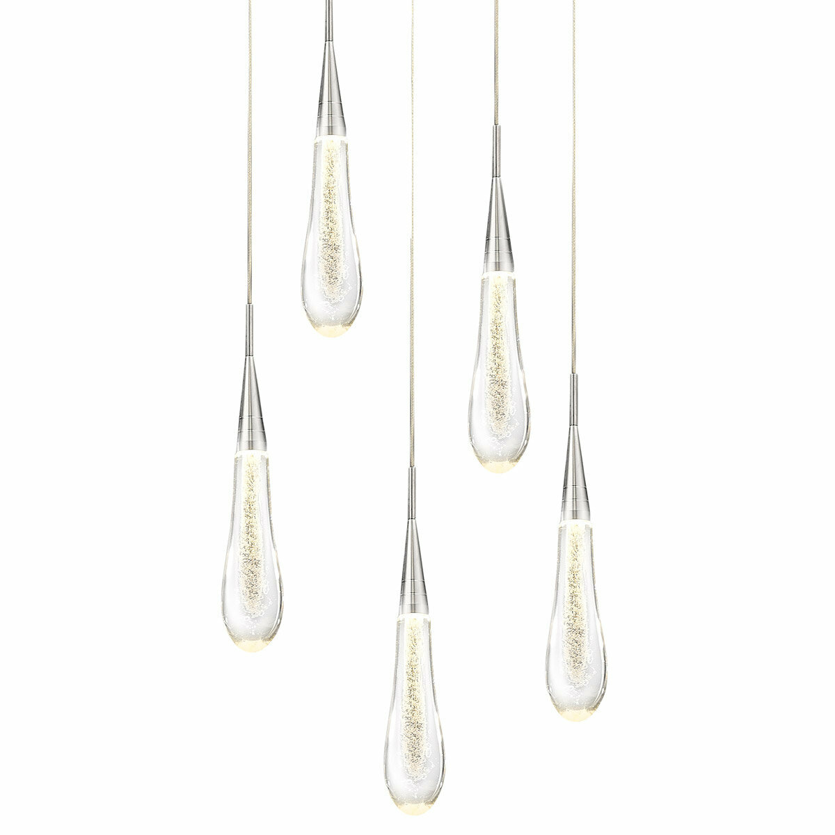 Подвесной светильник Delight Collection Pour DD20591-5 chrome, Прозрачный/Хром, LED, 5 x 2 Вт.