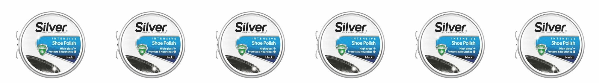 SILVER Крем для обуви Классик, Черный, железная банка, 50 мл,6 штук