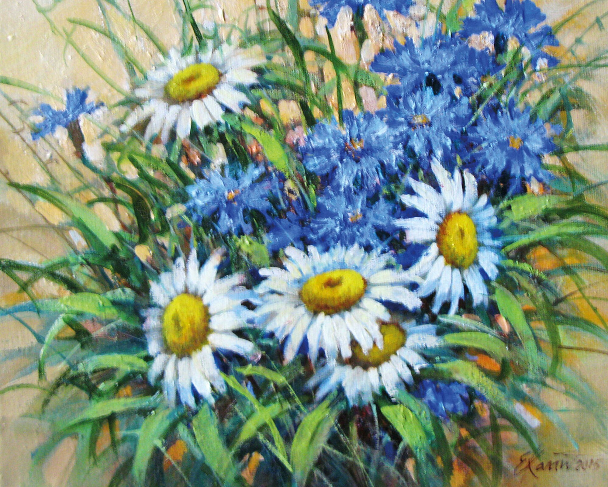 Картина по номерам 40х50 см. "Ромашки", на подрамнике, акрил, кисти, (662913)