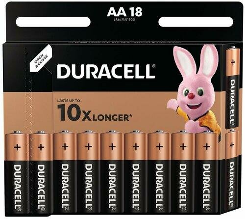 Батарейка Duracell LR6/AA Basic Alkaline MN1500 BL18 , 18шт.