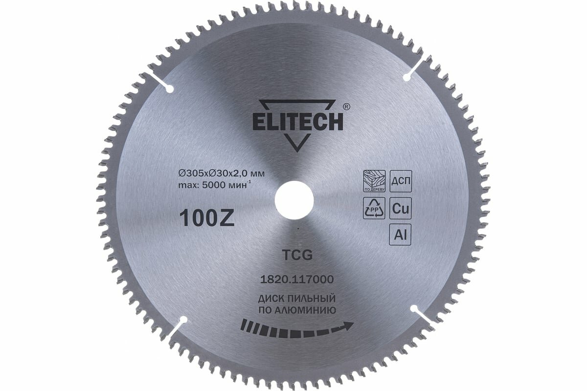 Диск пильный по алюминию (305х30х2.0 мм; 100T) ELITECH 1820.117000