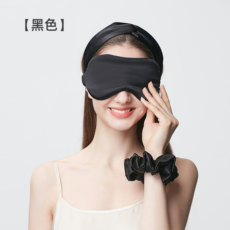 Экспортное качество 22 момме утолщенная глянцевая шелковая маска для глаз защита глаз блокировка света 100% шелк тутового дерева с вышитым логотипом для внешней торговли