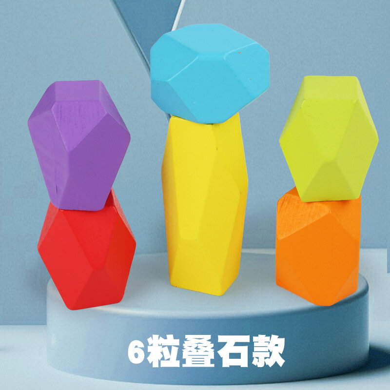 Развивающие блоки "Радужные камни", деревянные, 6 штук, 0,36 кг