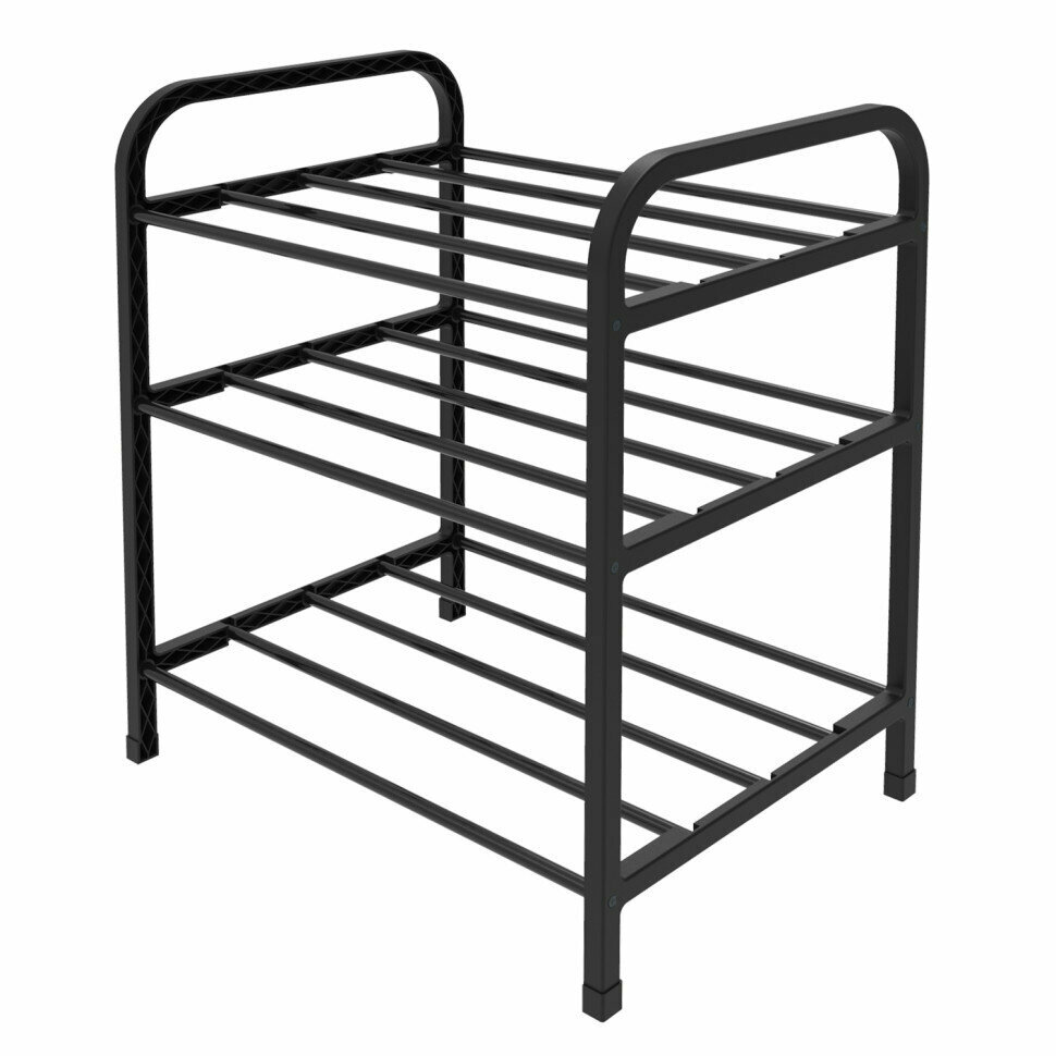 Nika ЭТЭ1/Ч, Этажерка для обуви 3 полки (440х330х500 мм, цвет: черный), г. Ижевск