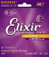 Elixir 11027 NanoWeb 80/20 Bronze - струны для акустической гитары 11-52