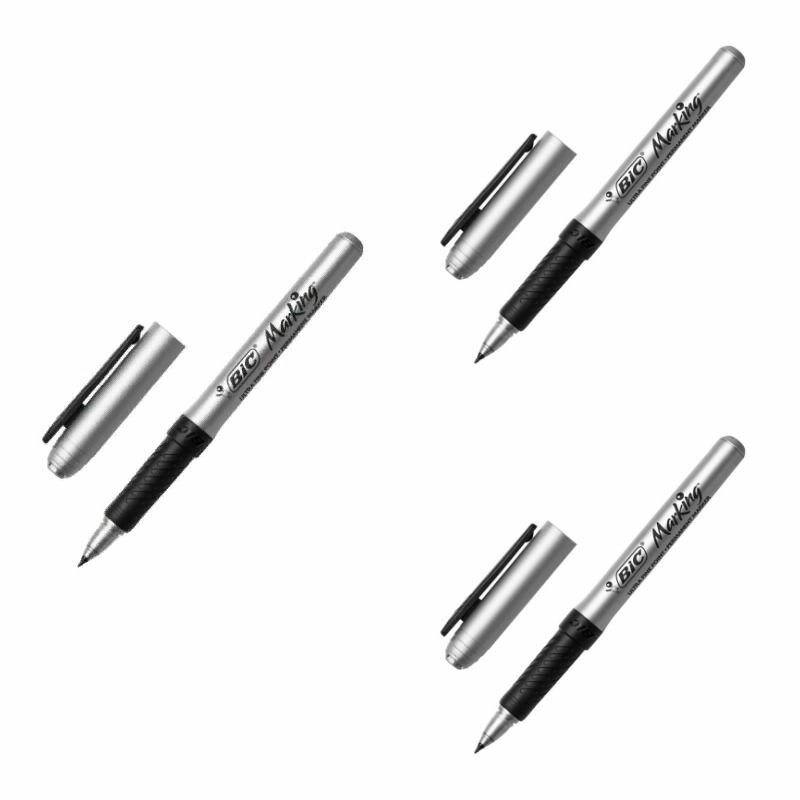 Bic Маркер для CD, резиновый грип, черный, 0,7 мм, 3 шт.