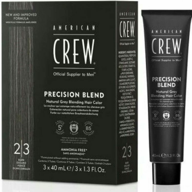 American CREW PRECISION BLEND 2/3 Темный натуральный (3шт по 40 мл) США. Краска для волос и бороды.