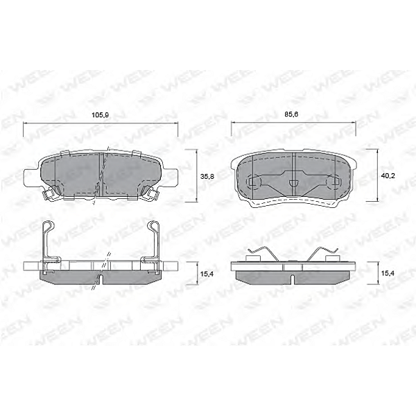 WEEN 151-1131 (4605A336 / 4605A479 / 4605A493) тормозные колодки дисковые задние Mitsubishi (Мицубиси) Lancer (Лансер)