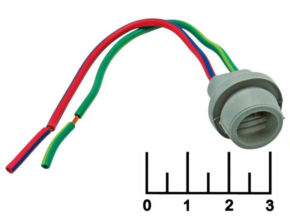 Патрон для лампы T10 (W5W) на проводе 2 контакта резина (серый)