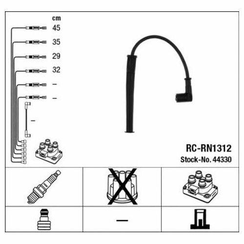 Комплект проводов зажигания Ngk 44330 для Nissan KUBISTAR X76; Renault Clio II, Kangoo, Twingo I, II