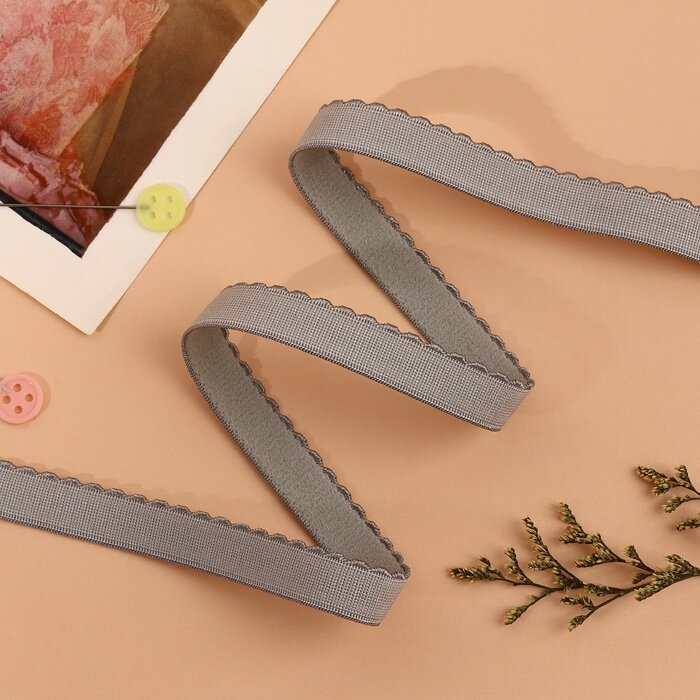 Резинка становая, с ажурным краем, 10 мм, 10±0.5 м, серая