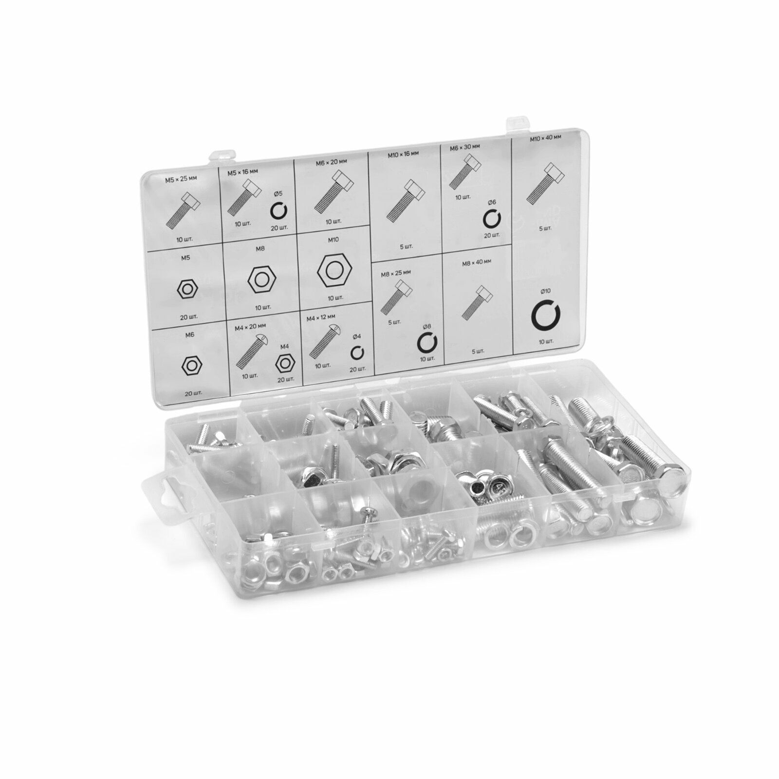Набор болтов, винтов, гаек и гроверов тундра krep, 240 предметов, 10165926