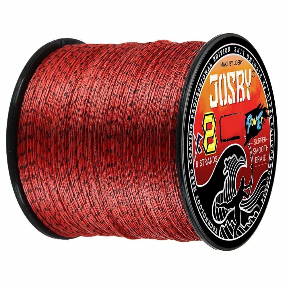 JOSBY Japan 8-Strand Braided Fishing Line Multifilament Красный, 500M-0.22mm-30lb, Speckled Red