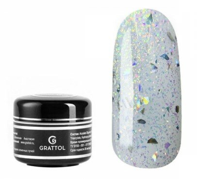 Гель для наращивания ногтей с блестками - Grattol Gel Murano 03, 15мл