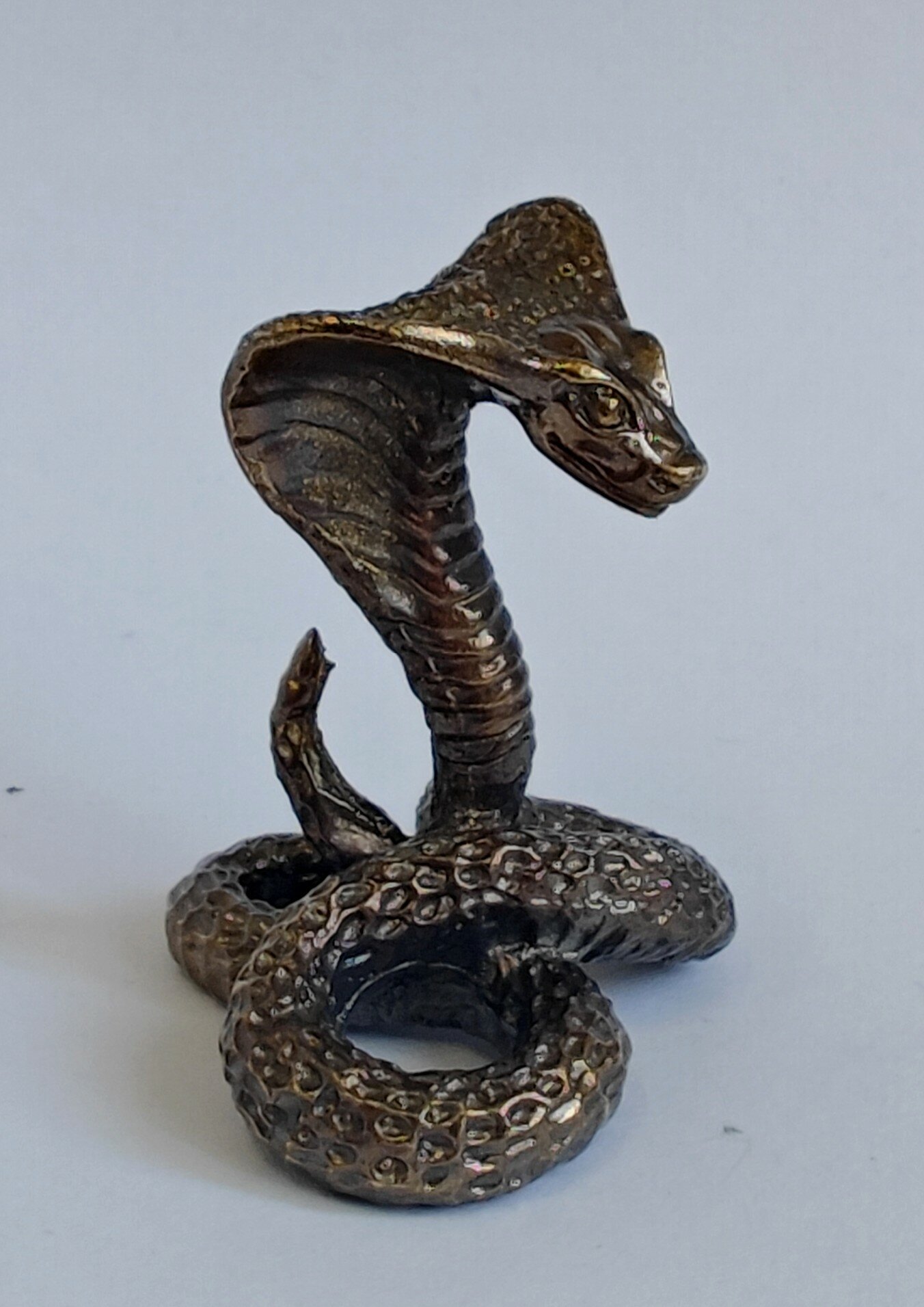 Кобра, змея, фигурка из бронзы, небольшая настольная фигурка