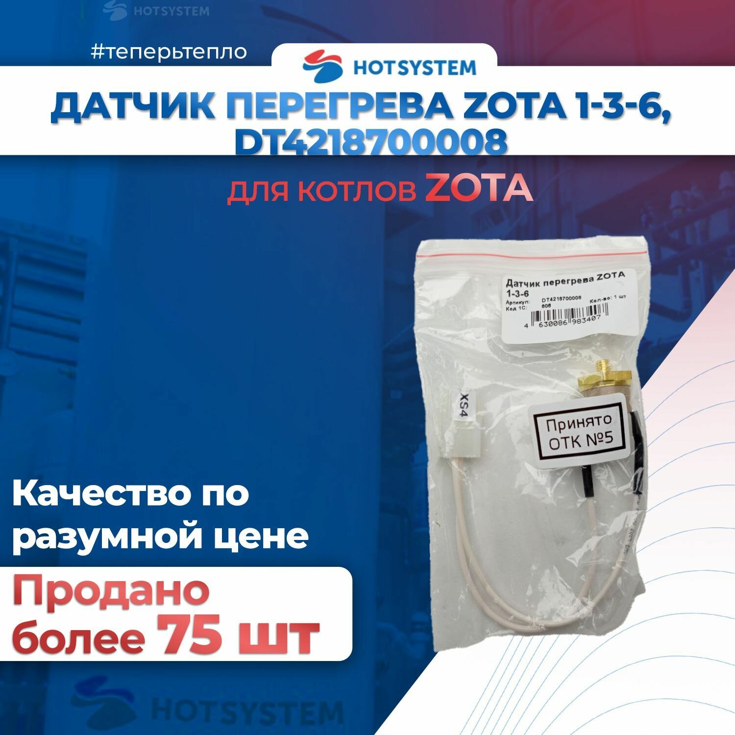 Датчик перегрева ZOTA 1-3-6, защита от перегрева для котлов / зота / DT4218700008