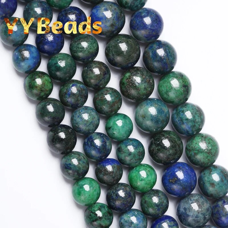 Круглые бусины из хризоколла, азурита и лазурита YY Beads 4-12 мм 4mm 88 to 93pcs