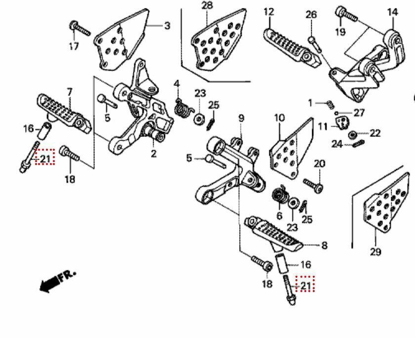 Болт крепления подножки мотоцикла Honda; Артикул Honda: 90176MCF000 (Оригинал)