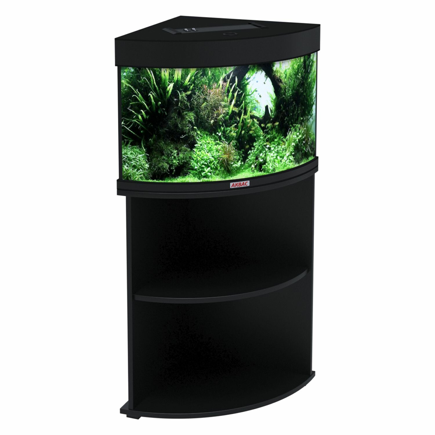 Аквариум для рыбок угловой 60 литров с освещением и тумбой, (46*46*44 см) Аквас