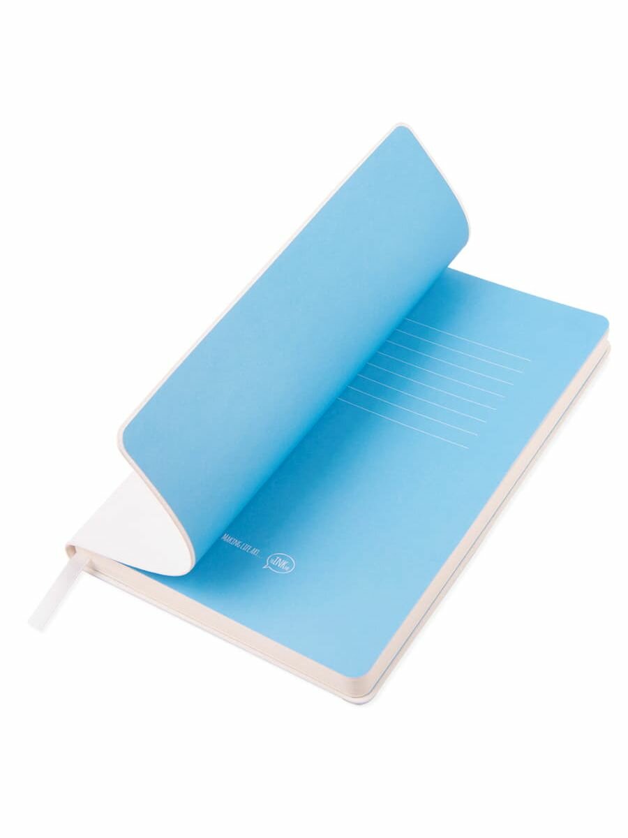 Бизнес-блокнот FUNKY SNOW, А5 130*210 мм, белый с голубым форзацем, мягкая обложка, блок в точку