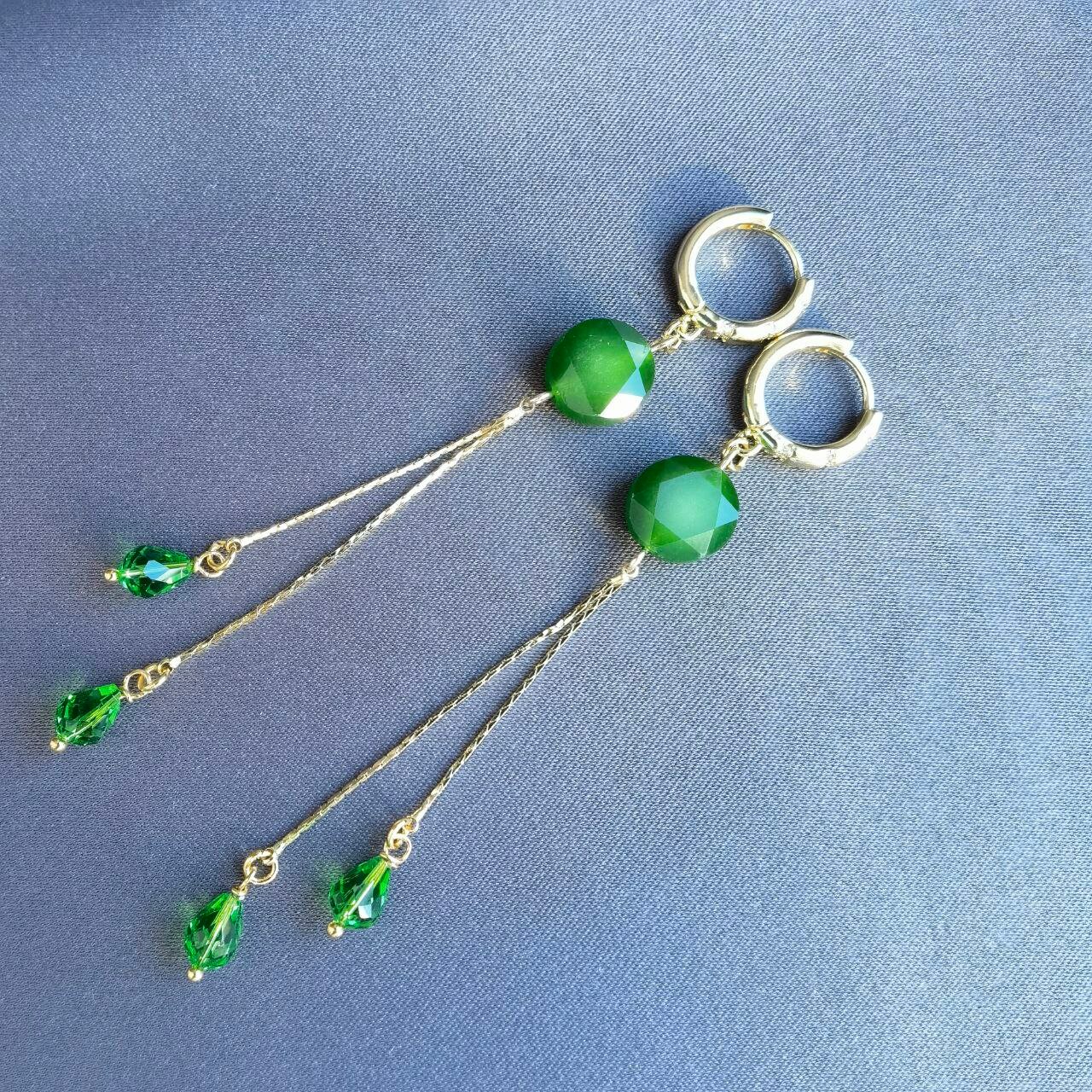 Серьги с подвесками, агат