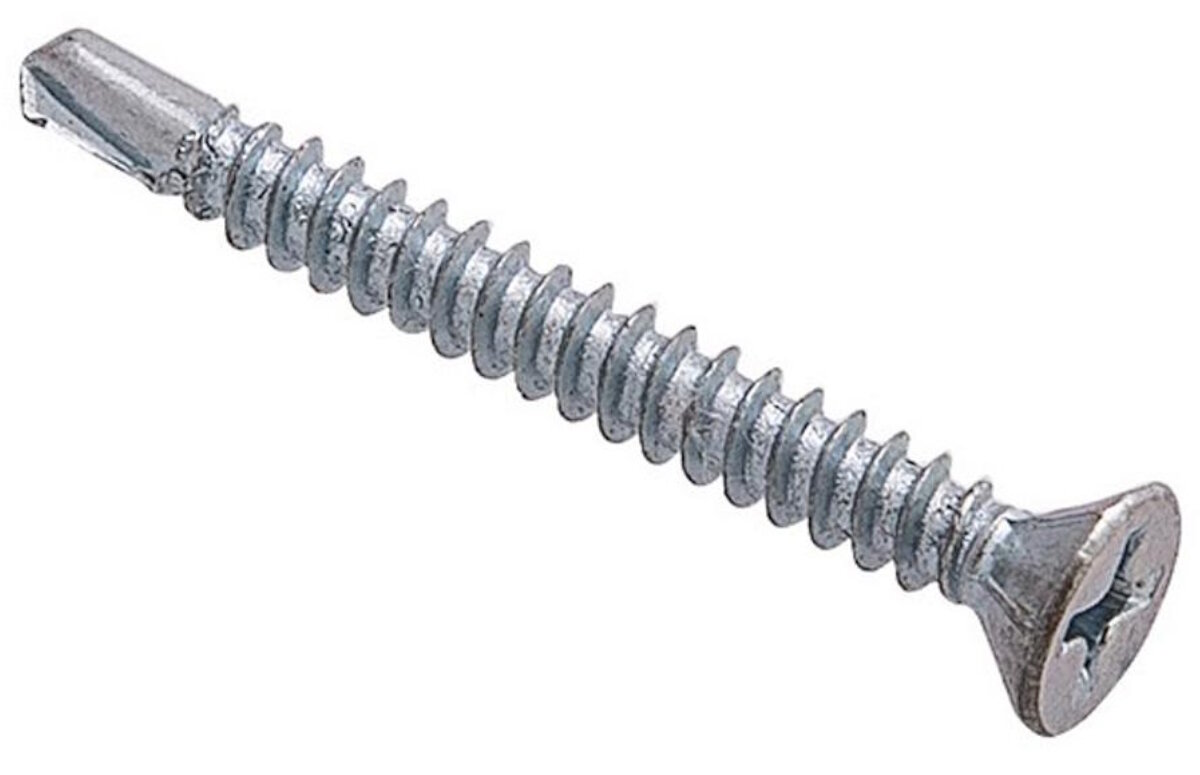 Саморез Стройбат для монтажа окон с буром и потайной головкой из стали, серый, 3.9х35мм, PH2, 200шт. в упаковке / крепеж