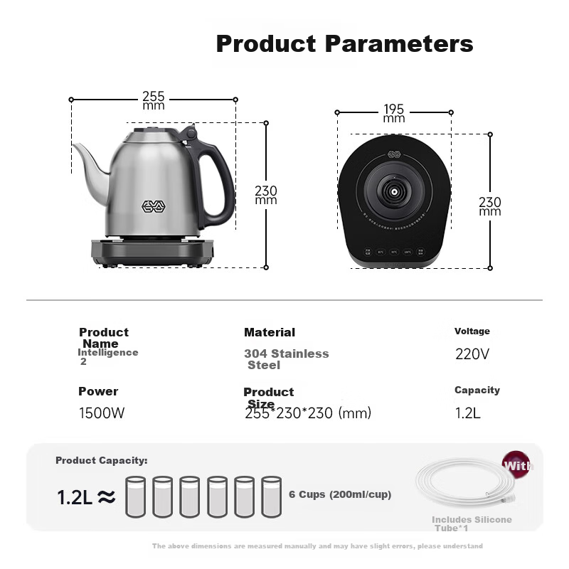 K·KOU Electric Tea Kettle with Tea Tray, Automatic Bottom Water Inlet, Tea Brewing Function, Constant Temperature Tea Set, 1.2L Capacity TB005