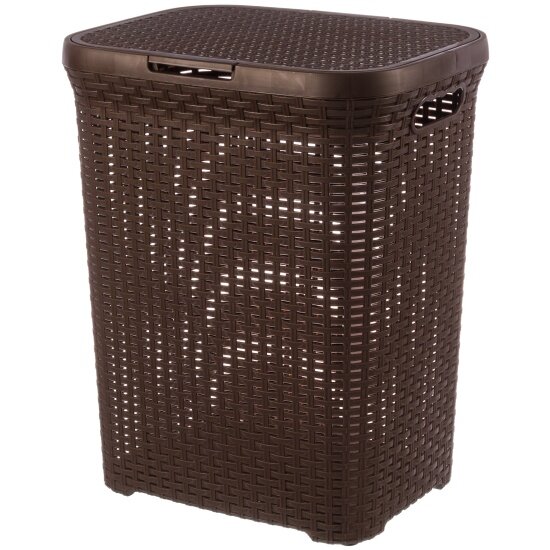 Корзина для белья Violet Ротанг коричневая с крышкой, 60 л