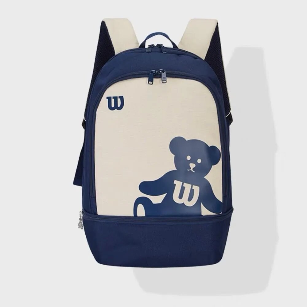 Wilson BEAR BACKPACK Navy/Natural CANVAS Теннисный рюкзак для тенниса, вместительный, удобный, с отделением для ракеток