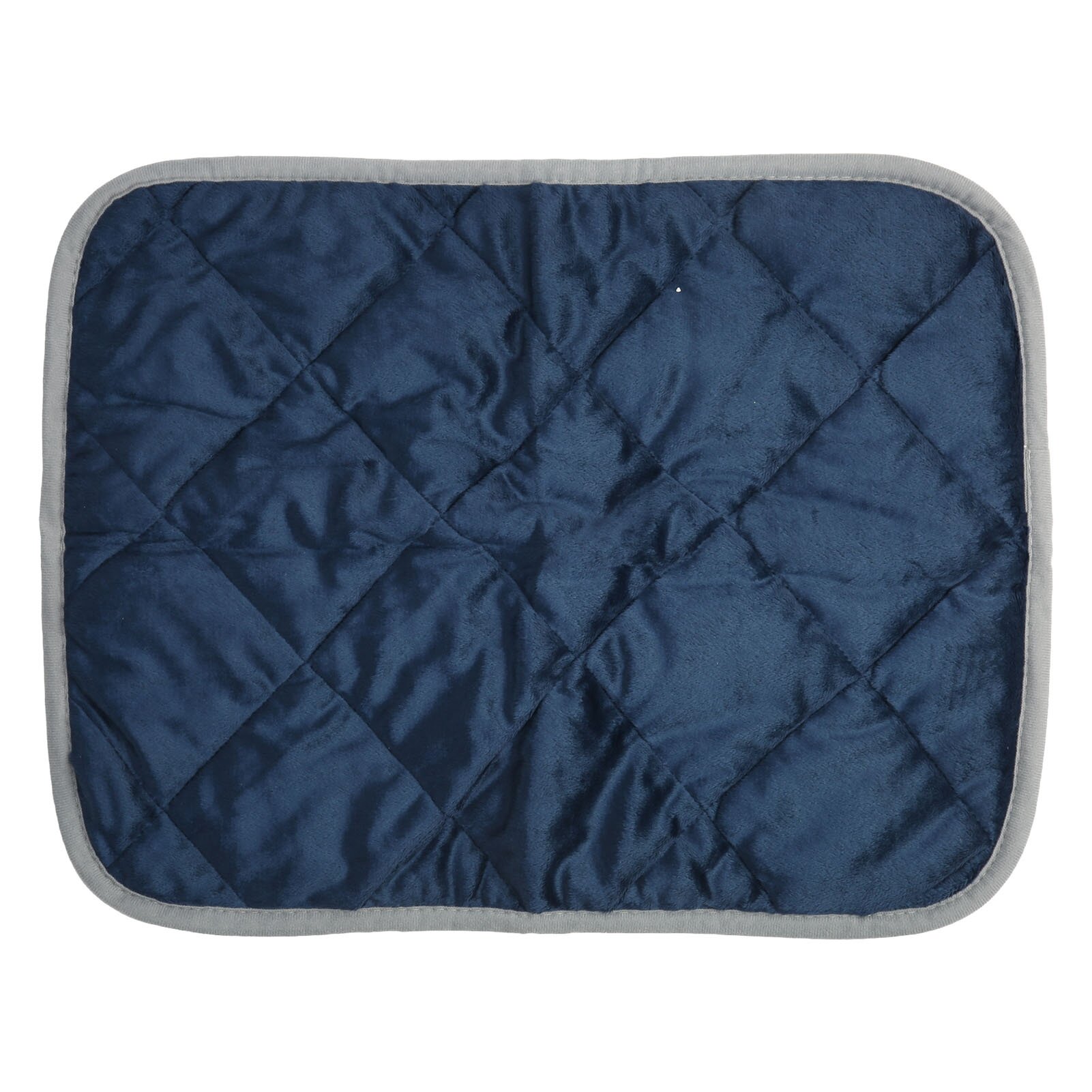 Pet Warm Pad Cat Heat Mat Dog Sleeping Bed Cushion Skidproof for Home Winter Dark Blue with Grey Trimming S