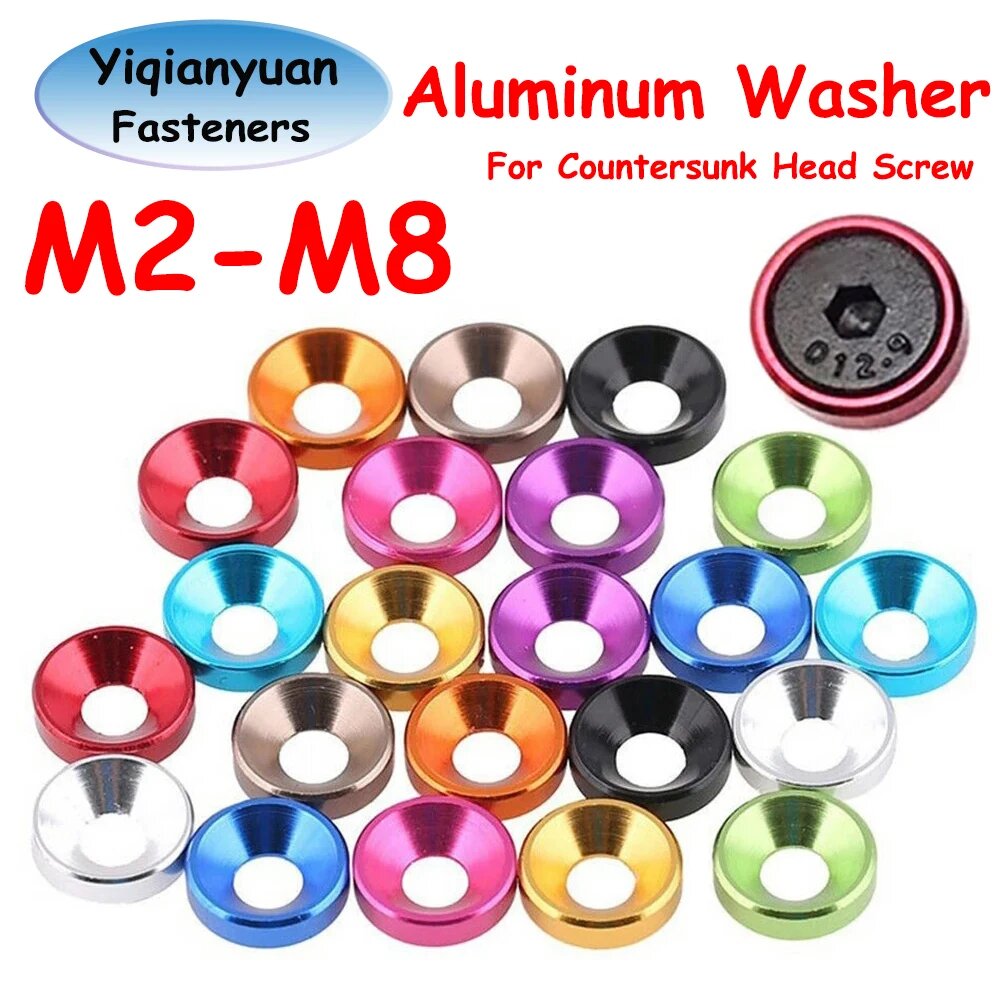 Шайбы Yiqianyuan алюминиевые M2 M2.5 M3 M4 M5 M6 M8 Peach Red, 10Pcs M5