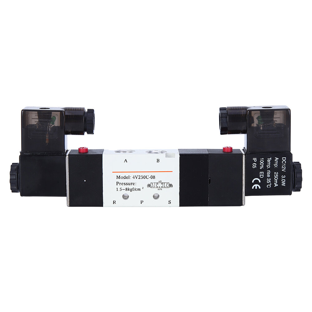 Пневматический электромагнитный клапан постоянного тока 12 В, BSP 1/4, нормально закрытый, 3 положения, 5 ходов, 0,15-0,8 МПа, 4V230-08C