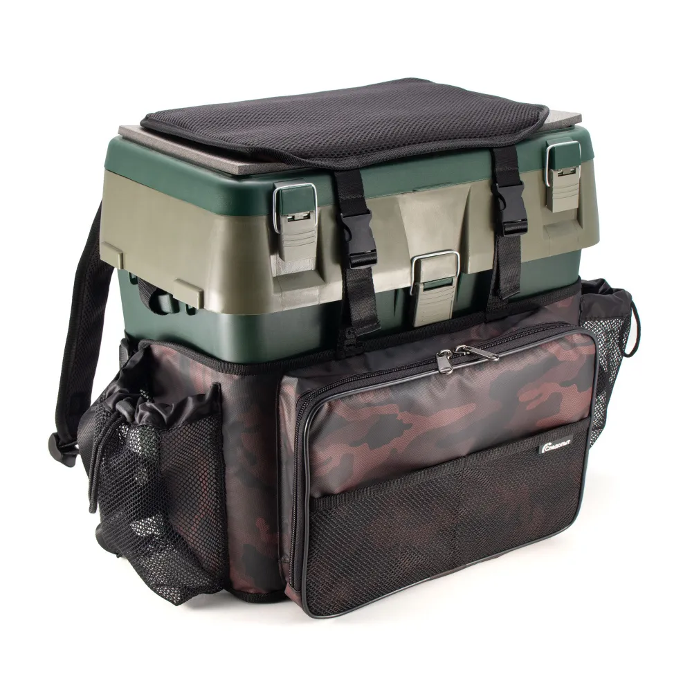 Сумка-рюкзак "следопыт" для зимнего ящика универ, 4 кармана, цв. серый