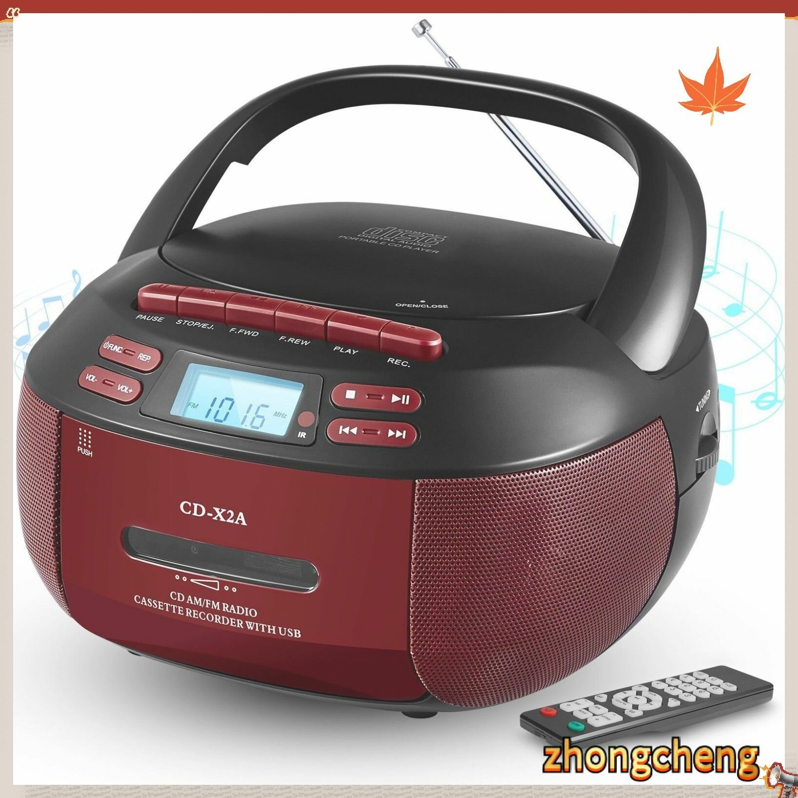 CD - плеер Boombox Коробочный проигрыватель Комбинированный Bluetooth AM, FM - радио стерео звук с пультом дистанционного управления, записи ленты, AC/DC с питанием, разъем для наушников.