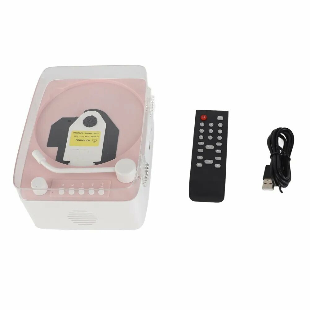 Мини CD плеер с Bluetooth, винтажный, розовый