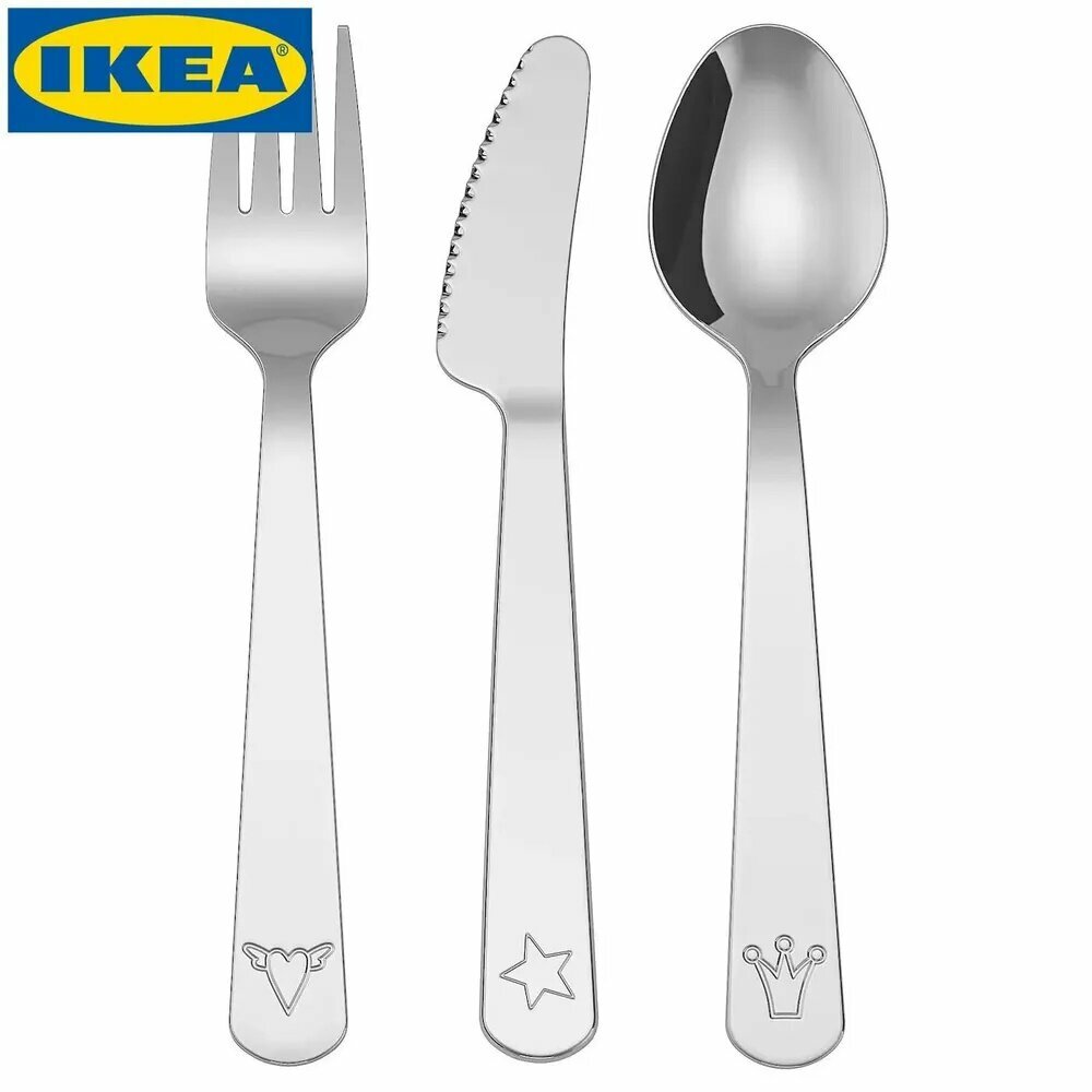 IKEA FABLER Детский набор столовых приборов икеа фаблер из 3 предметов набор ложка вилка нож