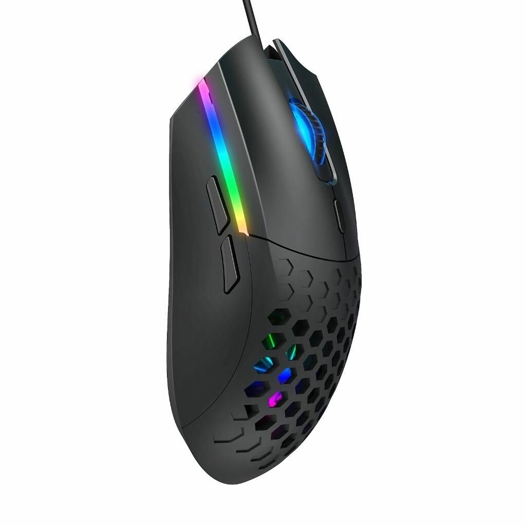 RGB-мышь с подсветкой, 6400 DPI, 6 кнопок, Черный